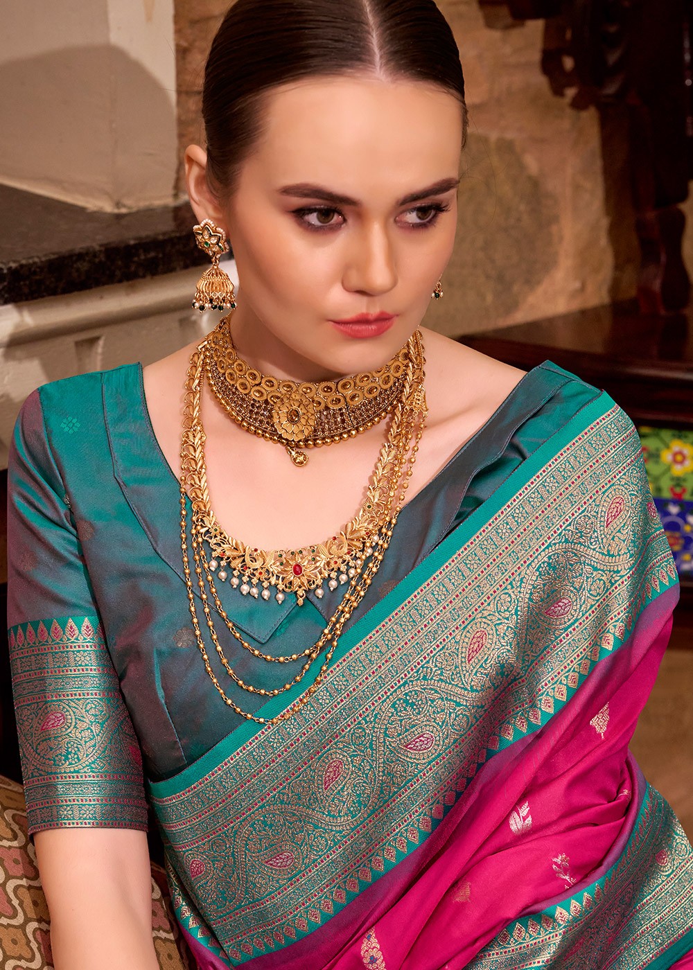 Pink Silk Zari Woven Saree 7247SR03